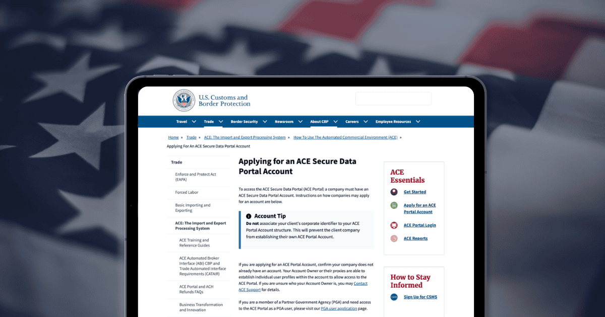 How to Get a CBP ACE Account - Passport